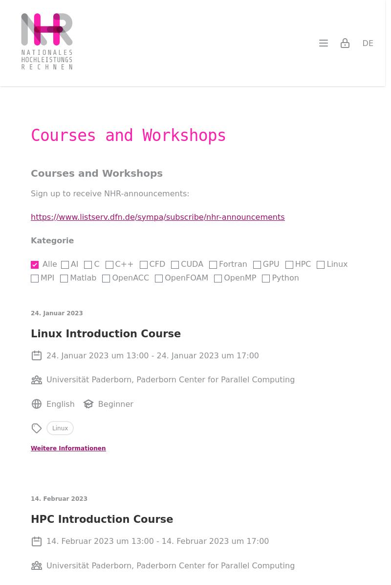 NHR Courses and Workshops (external) - hpc.bw